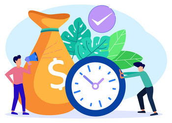 Graphic cartoon character time is money Royalty Free Vector