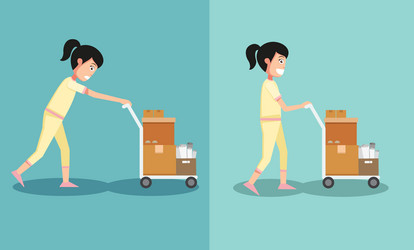 Improper versus against proper lifting Royalty Free Vector