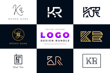 Initial letters rk monogram logo design bundle Vector Image