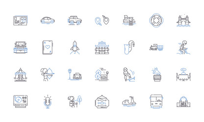 International pilgrimage line icons collection Vector Image