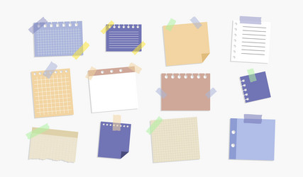 Pieces torn white lined notebook paper on gray Vector Image