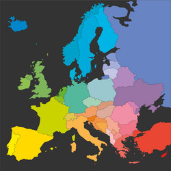 Map europe in colors rainbow spectrum Royalty Free Vector