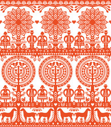 Polish folk art pattern with two women Royalty Free Vector