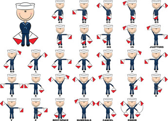 Semaphore flag signals alphabet and numbers Vector Image