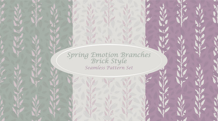 Spring emotion branches leaves pink mint set Vector Image