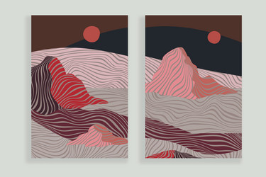 Abstract colorful landscape poster collection Vector Image