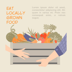 Wooden box full of vegetables in hand Royalty Free Vector