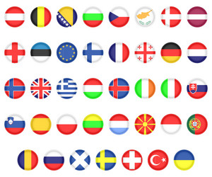 Set european country flags with names 50 Vector Image