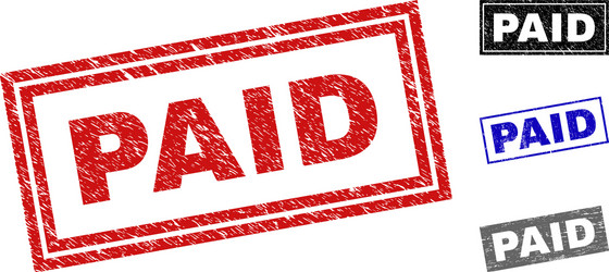 Grunge paid invoice scratched rectangle watermarks