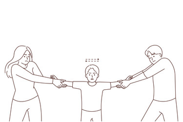 Stubborn parents tear child after breakup Vector Image