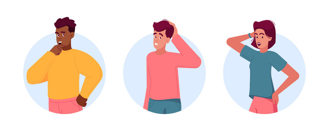 Confused thoughtful woman scratching head isolated