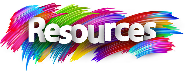 Resources paper word sign with colorful spectrum Vector Image