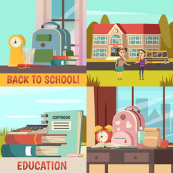 School students cartoon set Royalty Free Vector Image