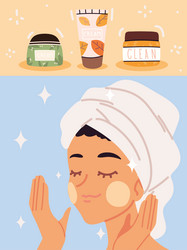 Girl skin care routine Royalty Free Vector Image