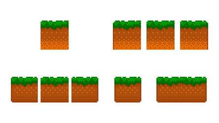 Pixel art ground platform tile set different Vector Image