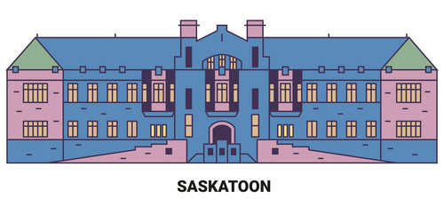 Canada saskatoon tourism landmarks city Royalty Free Vector
