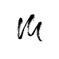 Hand painted letter m dry brush modern lettering Vector Image
