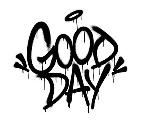 Sprayed good luck font graffiti with overspray Vector Image