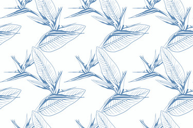 Abstract Blue Strokes Flowers Seamless Pattern Vector Image