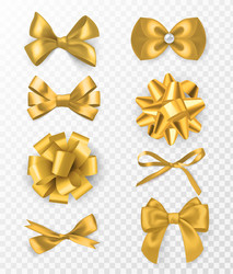 Golden bow with ribbon realistic gift box Vector Image