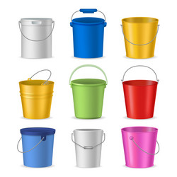 Buckets with faces Royalty Free Vector Image - VectorStock