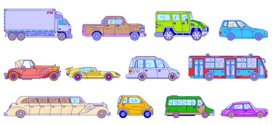 Retro and modern limousine cars collection Vector Image