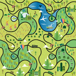 Cartoon map with river Royalty Free Vector Image