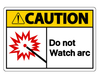 Warning do not watch arc symbol sign on white Vector Image