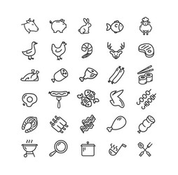 Line meat icons Royalty Free Vector Image - VectorStock