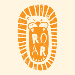 Lion with hand-drawn lettering roar Royalty Free Vector