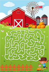 Farm maze game template Royalty Free Vector Image