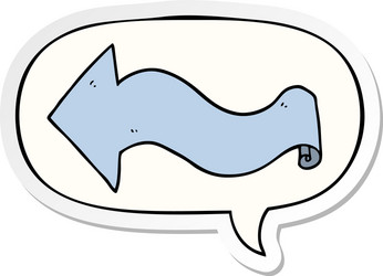 Cartoon pointing arrow and speech bubble sticker Vector Image