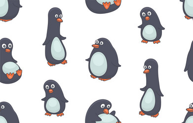 Group funny penguins playing on ice floe Vector Image