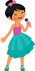 Little girl singing song Royalty Free Vector Image