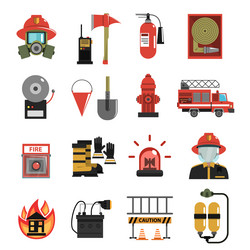 Firefighter fire department and emergency icon set