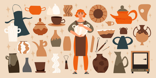 Pottery studio infographics Royalty Free Vector Image