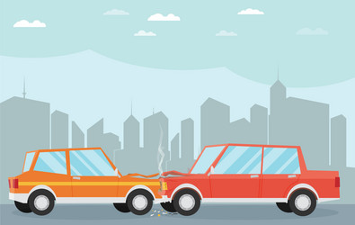 Car crash two cars hit head-on flat design Vector Image
