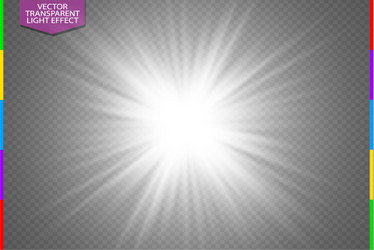 White glowing light burst explosion on transparent