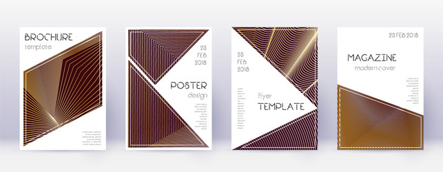 Triangle brochure design template set gold Vector Image