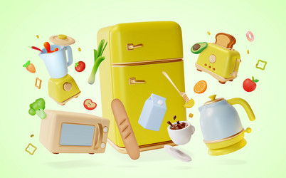 3d kitchen cooking concept cartoon style blender Vector Image