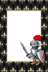 Frame with knight pike and shield Royalty Free Vector Image
