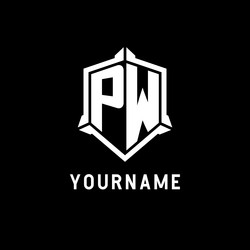 Letter pw logo monogram emblem style with crown Vector Image
