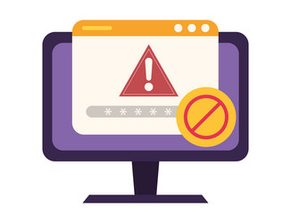 Caution sign cyber fraud Royalty Free Vector Image