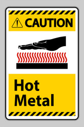 Caution hot metal symbol sign isolated on white Vector Image