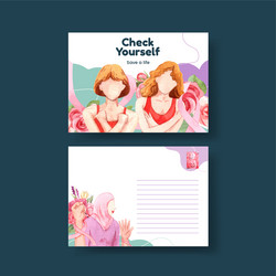 Postcard template with breast cancer Royalty Free Vector