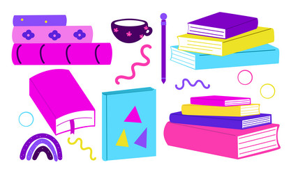 Book Stack Rainbow Vector Images (50)