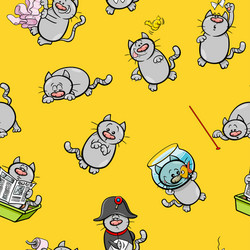Pattern design with cats cartoon characters Vector Image