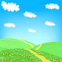 Spring landscape background with path Royalty Free Vector