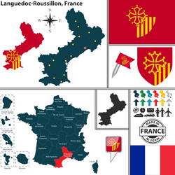 Cartoon france sights on map Royalty Free Vector Image