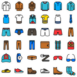 Men clothing icon set line style Royalty Free Vector Image